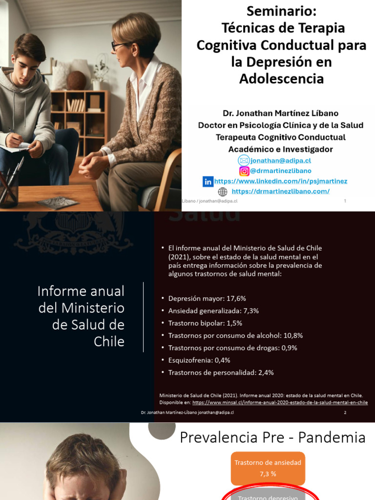 Seminario Tecnicas De Terapia Cognitiva Conductual Para La Depresion En 1865