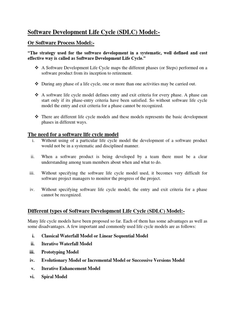 Sdlc Models Pdf Software Development Process Software Prototyping
