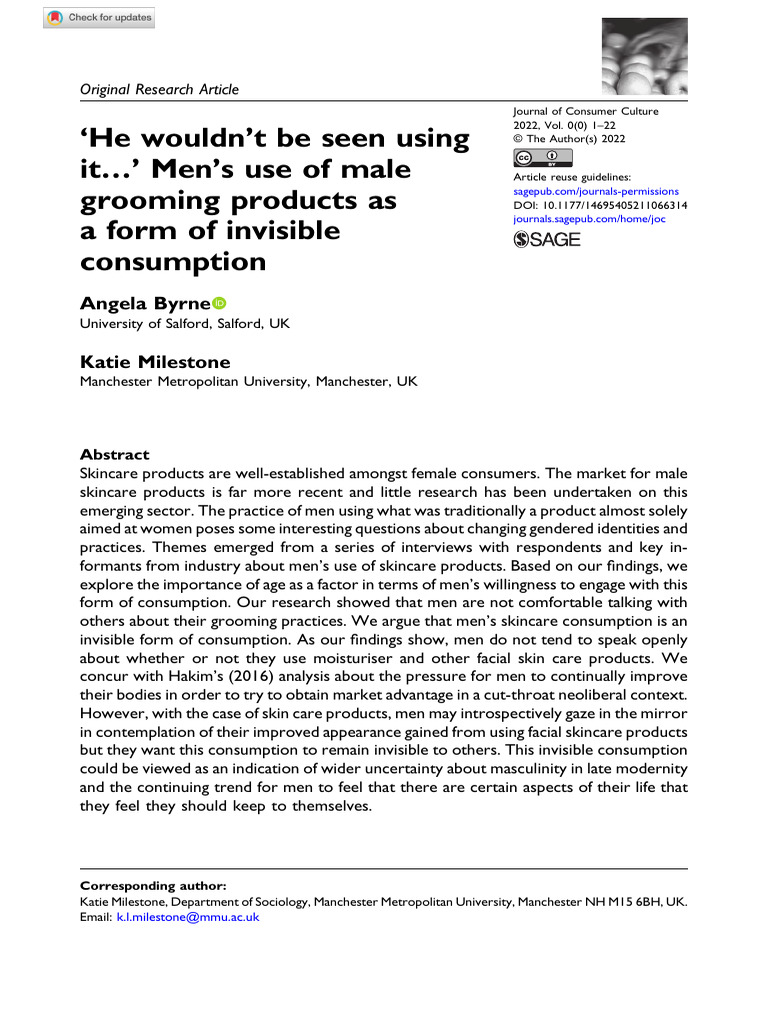 Men's Cosmetics: Challenging Conventional Marketing Wisdom | PDF ... Men's Cosmetics: Challenging Conventional Marketing Wisdom | PDF ...