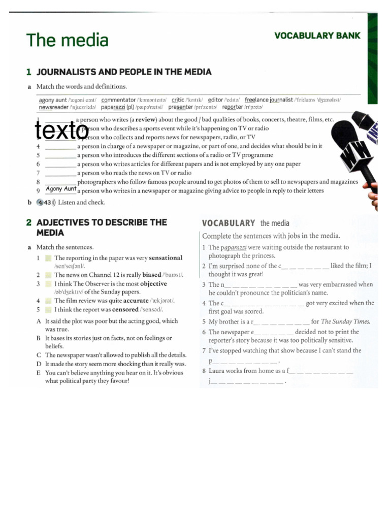 Media Vocabulary Bank | PDF