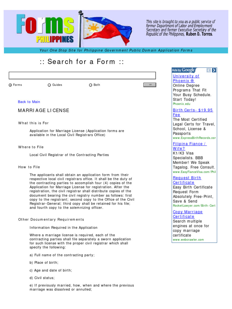 Guide For Application For Marriage License | PDF | Birth Certificate ...