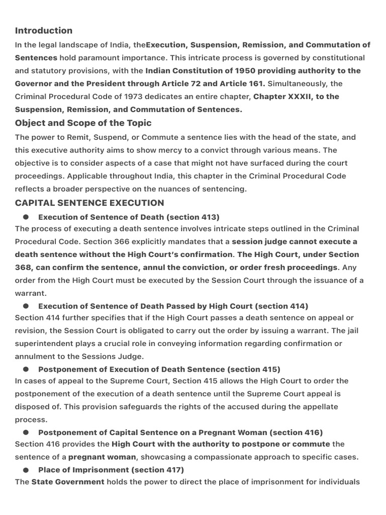 Execution Perfect Notes | PDF | Pardon | Sentence (Law)