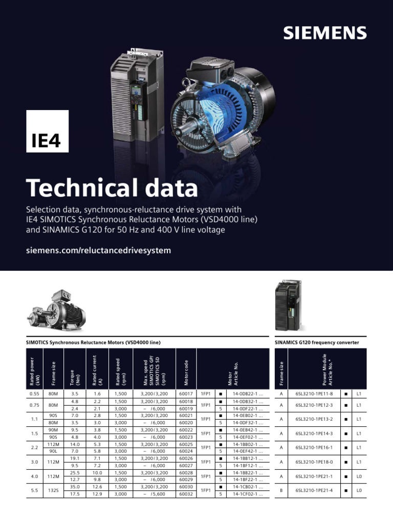 Dimc t10100 00 7600simotics Reluctancemotoren 144 | PDF | Electromagnetism | Electronics