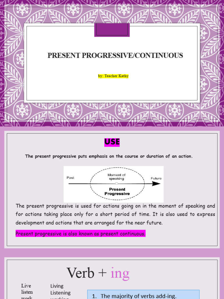 Present Progressive - Continuous | PDF | Verb | Linguistic Typology