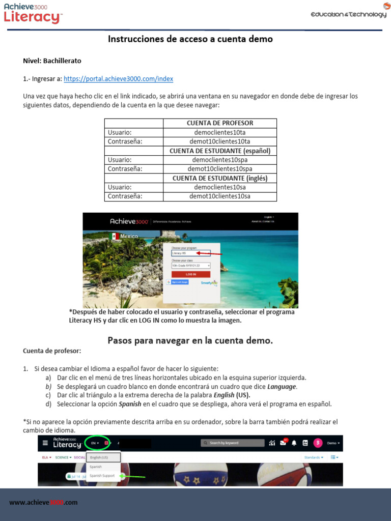 Demo HS Achieve3000 | PDF | Contraseña | Informática