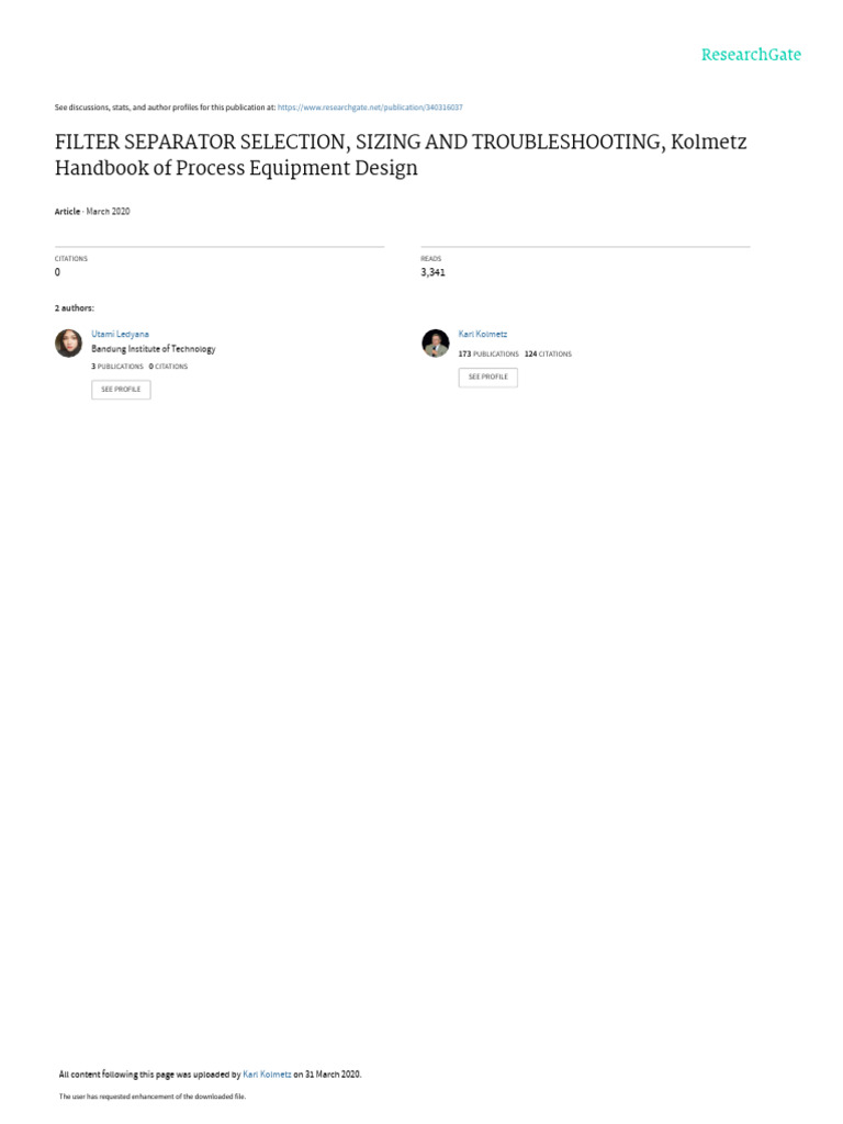 Filter Separator Design Guidelines | PDF | Filtration | Chemical ...