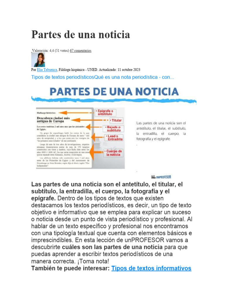 Partes de Una Noticia | PDF | Información