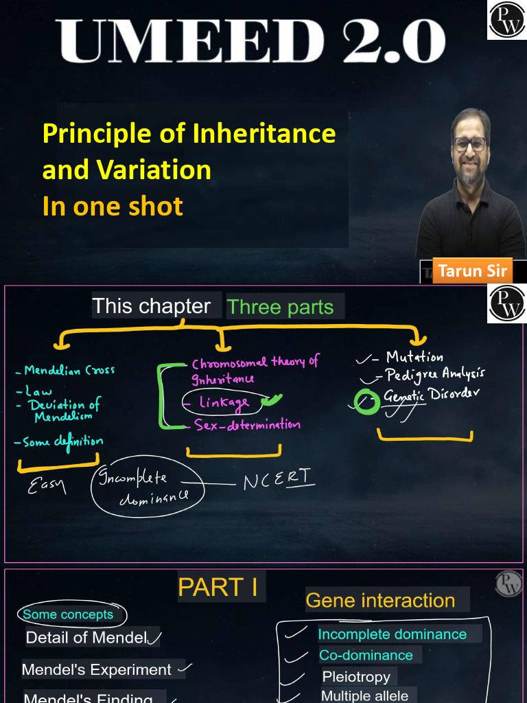 Principle of Inheritance and Variation Class Notes 1 | PDF
