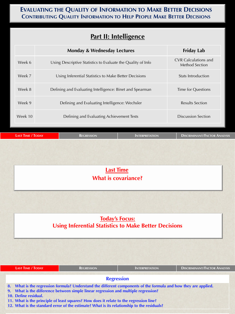 Psychometrics Lecture 7b Inferential Statistics | PDF | Regression Analysis | Factor Analysis