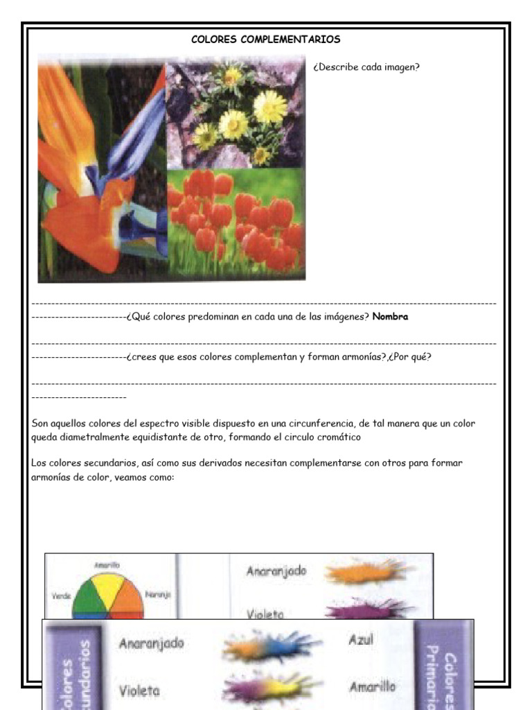 COLORES COMPLEMENTARIOS-2 Sec | PDF | Color | Azul