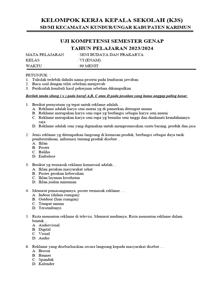 SBDP KLS 6 SMS 2 - SOAL | PDF