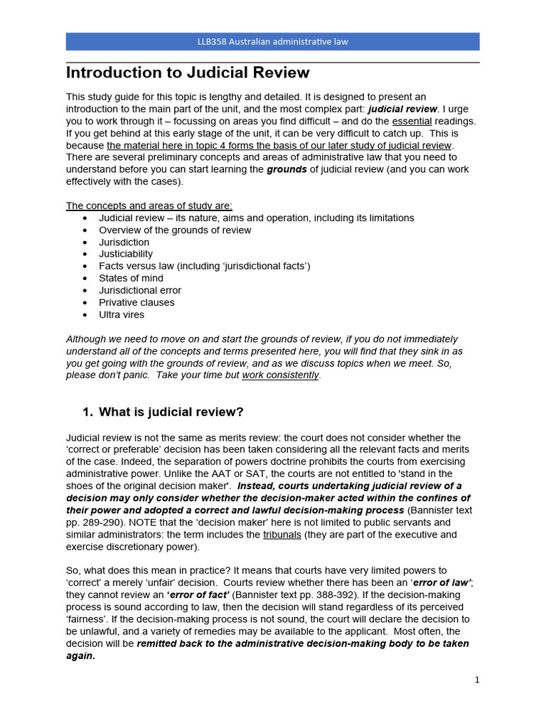 Introduction to Judicial Review Basics | PDF | Administrative Law ...