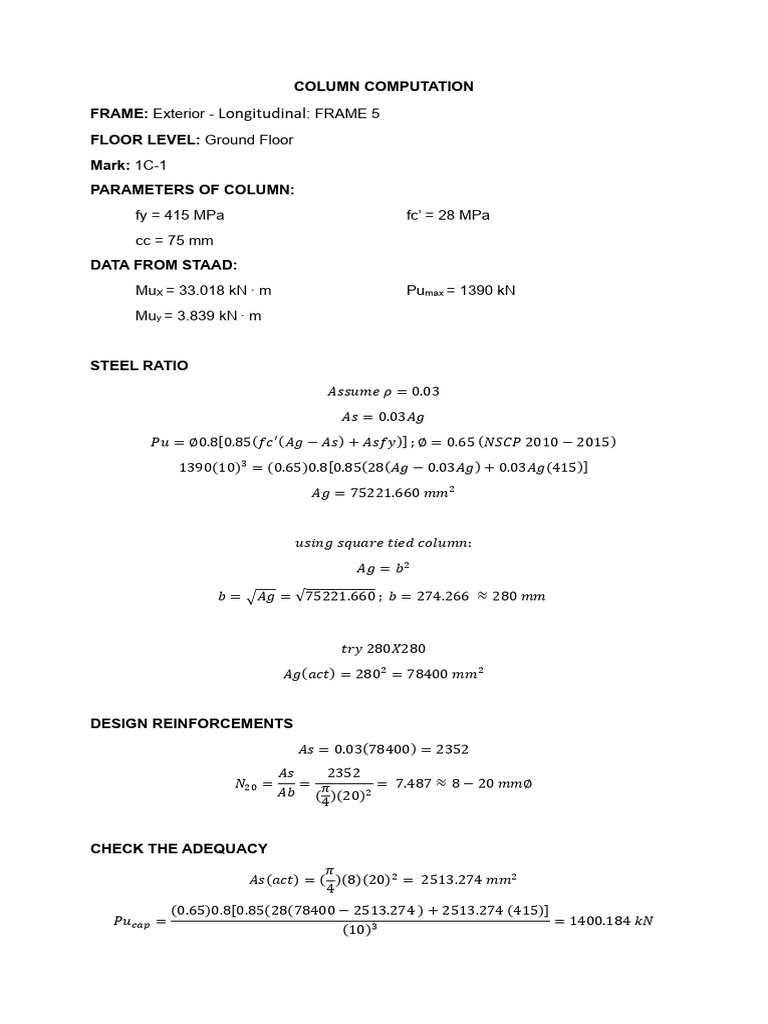 COLUMN COMPUTATION | PDF