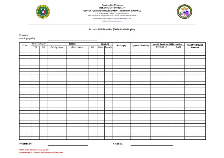PWD Health Registry Form | PDF