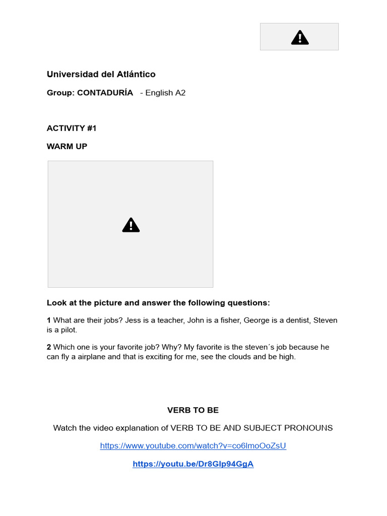 Lesson 1 - Verb To Be-Pronouns | PDF