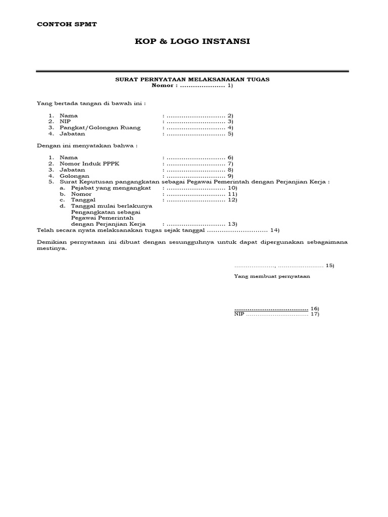 CONTOH SPMT PPPK | PDF