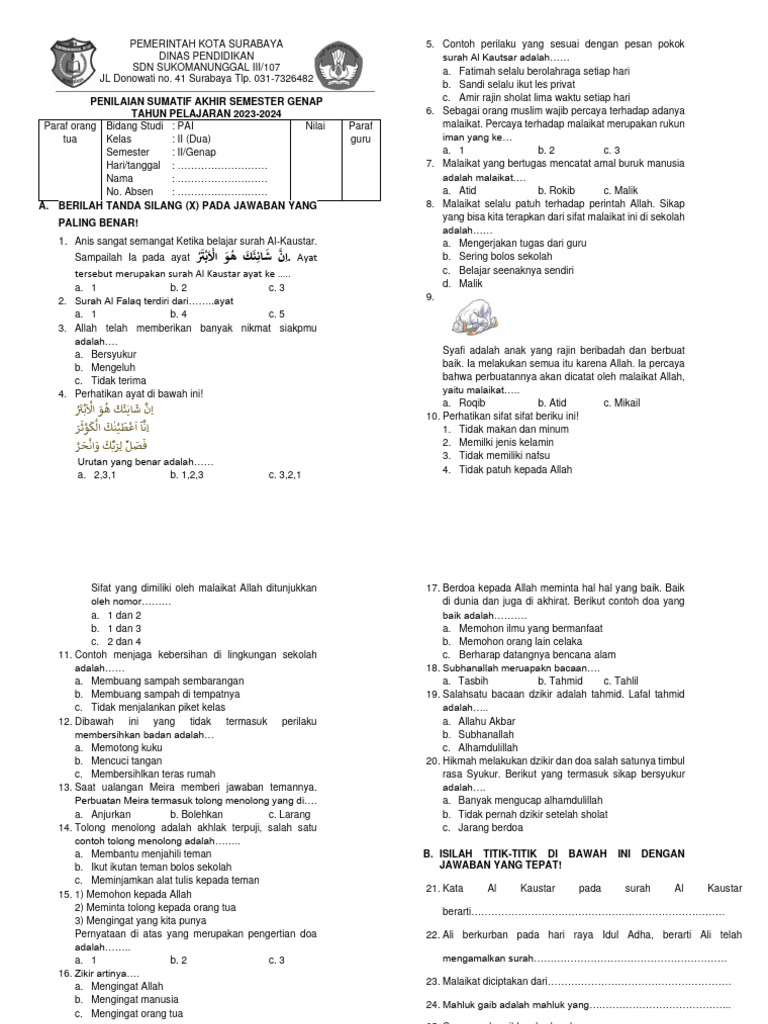 Sas Pai Kelas 2 Semester Genap | PDF