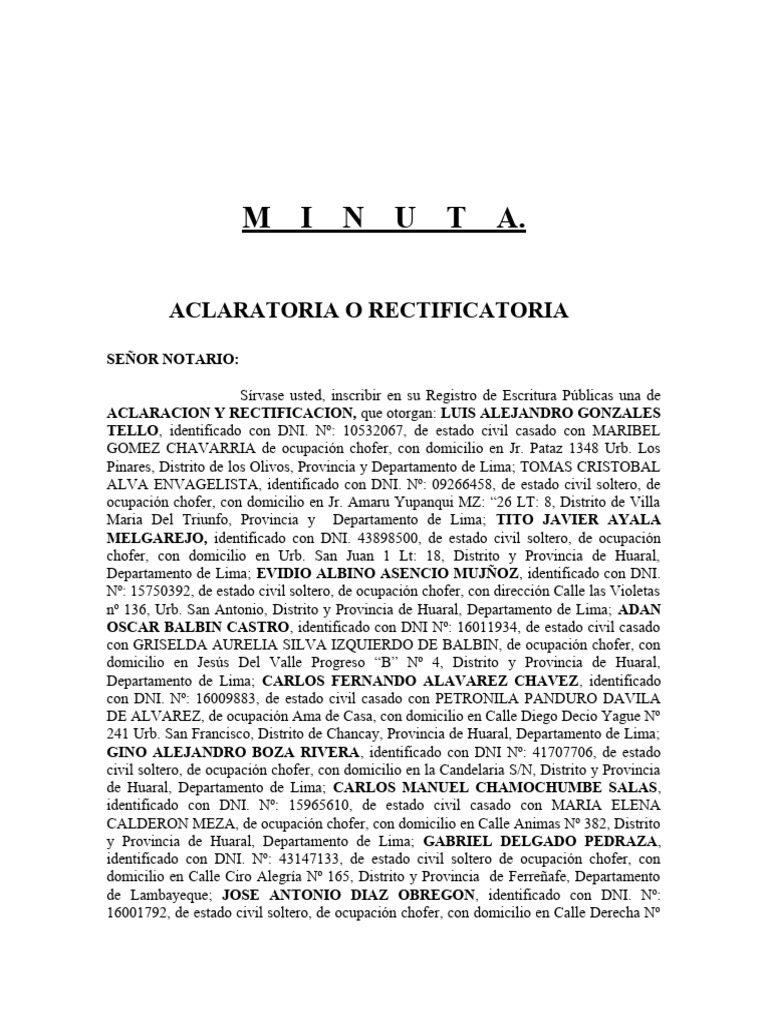 Minuta Higa | PDF | Derecho Civil (Common Law) | Ley común