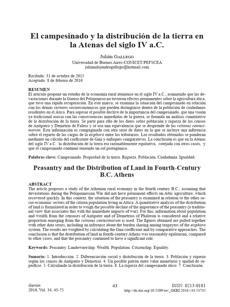 El Campesinado y La Distribucion de La Tierra | PDF | Antigua Grecia