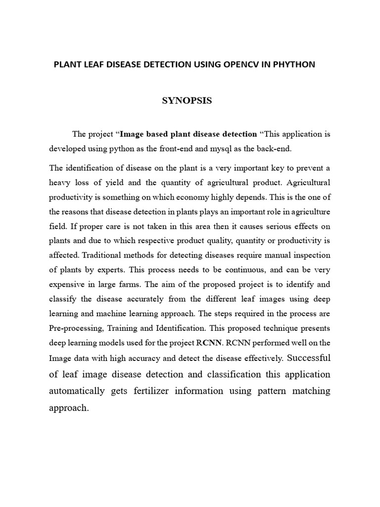 Plant Leaf Disease Detection Using Opencv in Phython | PDF | Software ...
