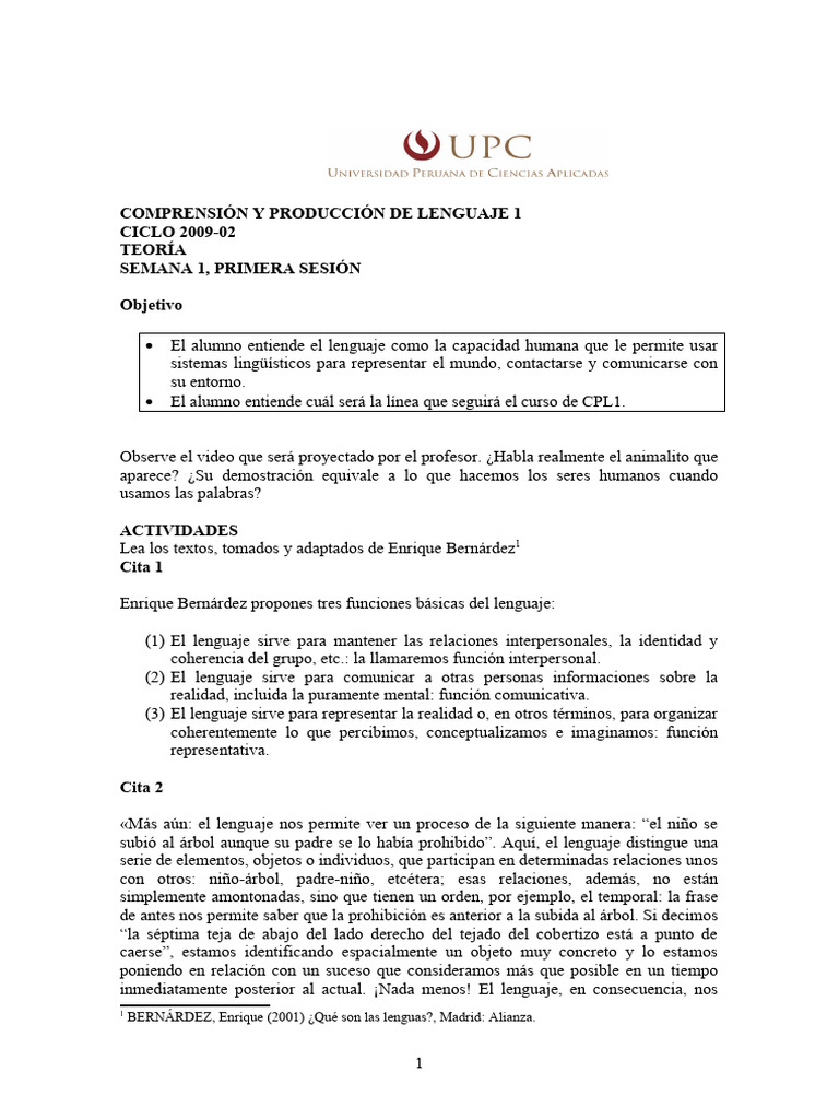 01a-Qu Es El Lenguaje y para Qu Sirve (Material) | PDF | Realidad | Experiencia
