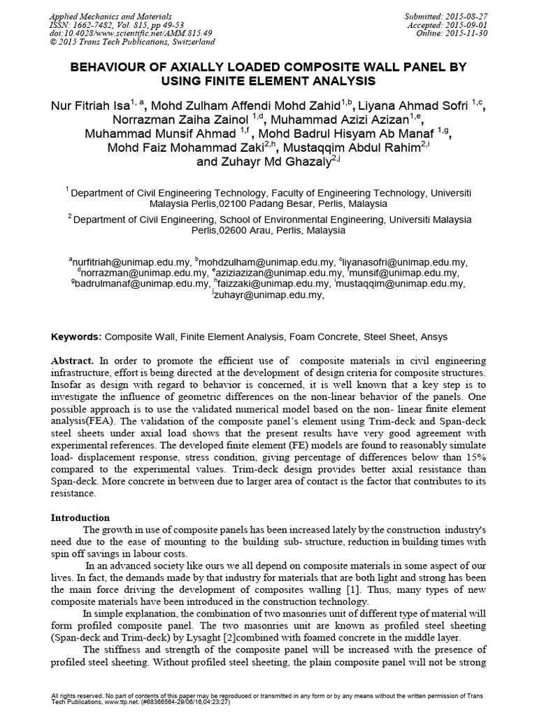 Axial Load Analysis of Composite Panels | PDF | Composite Material ...