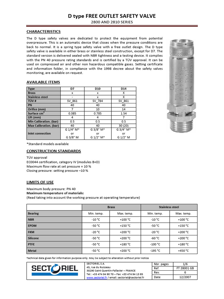 SAFETY VALVE D10-C | PDF | Valve | Safety