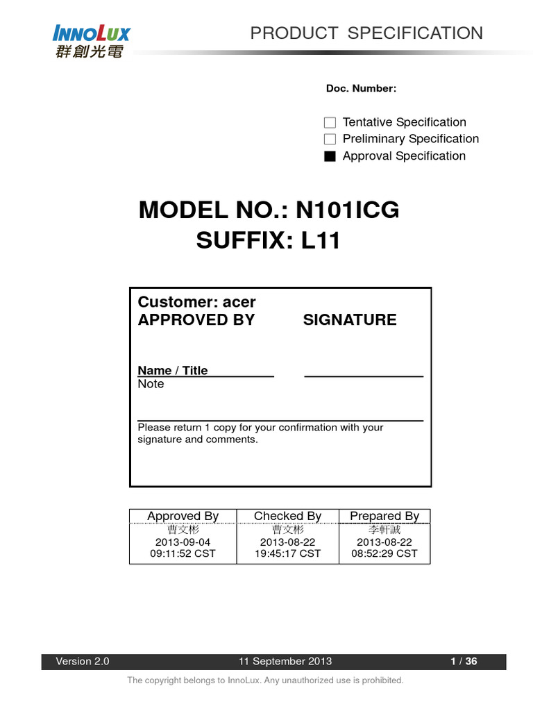 N101icg L11 | PDF | Power Supply | Liquid Crystal Display