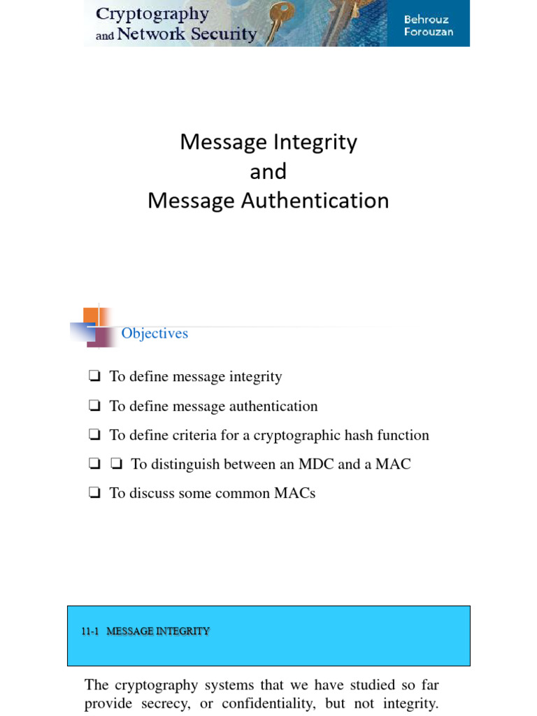 Chapter 11 Message Integrity & Authentication | PDF | Cryptography ... Chapter 11 Message Integrity & Authentication | PDF | Cryptography ...