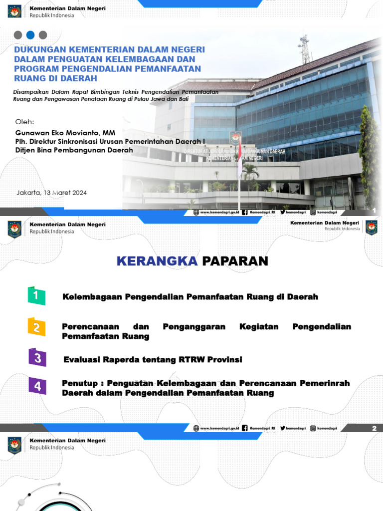 Dukungan KDN Kelembagaan Dan Perencanaan Keg Pengendalian Pemanfaatan Ruang Di Daerah | PDF