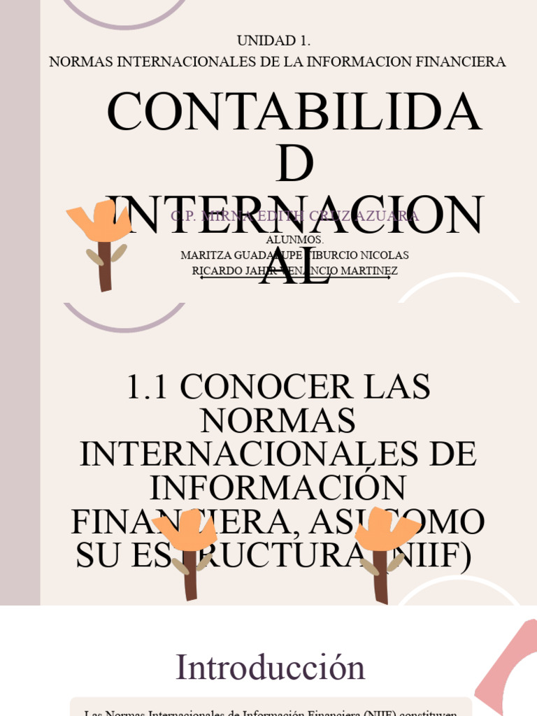 Unidad 1 Contabilidad Internacional 1.1 | PDF | normas internacionales de INFORMACION FINANCIERA ...