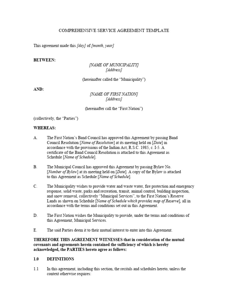 comprehensive-service-agreement-template-cipp (1) | PDF | Sanitary ...