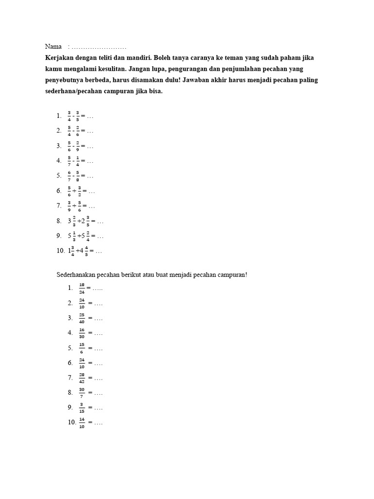 MTK Pecahan | PDF | Metode & Bahan Ajar