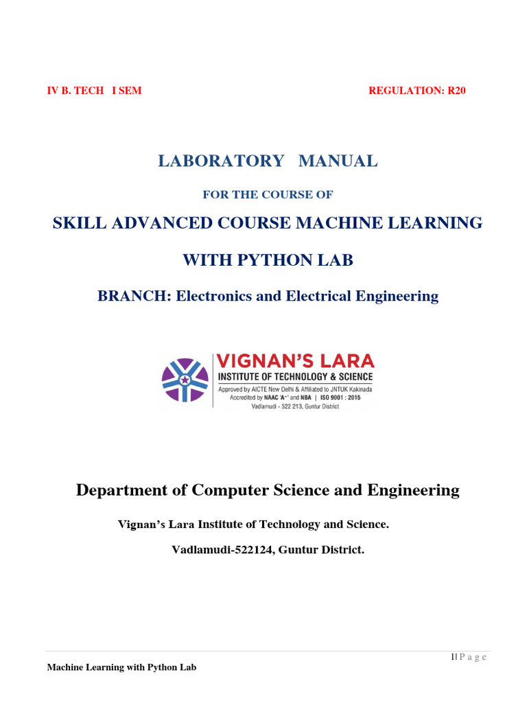 Ml Lab Pdf Machine Learning Statistical Classification