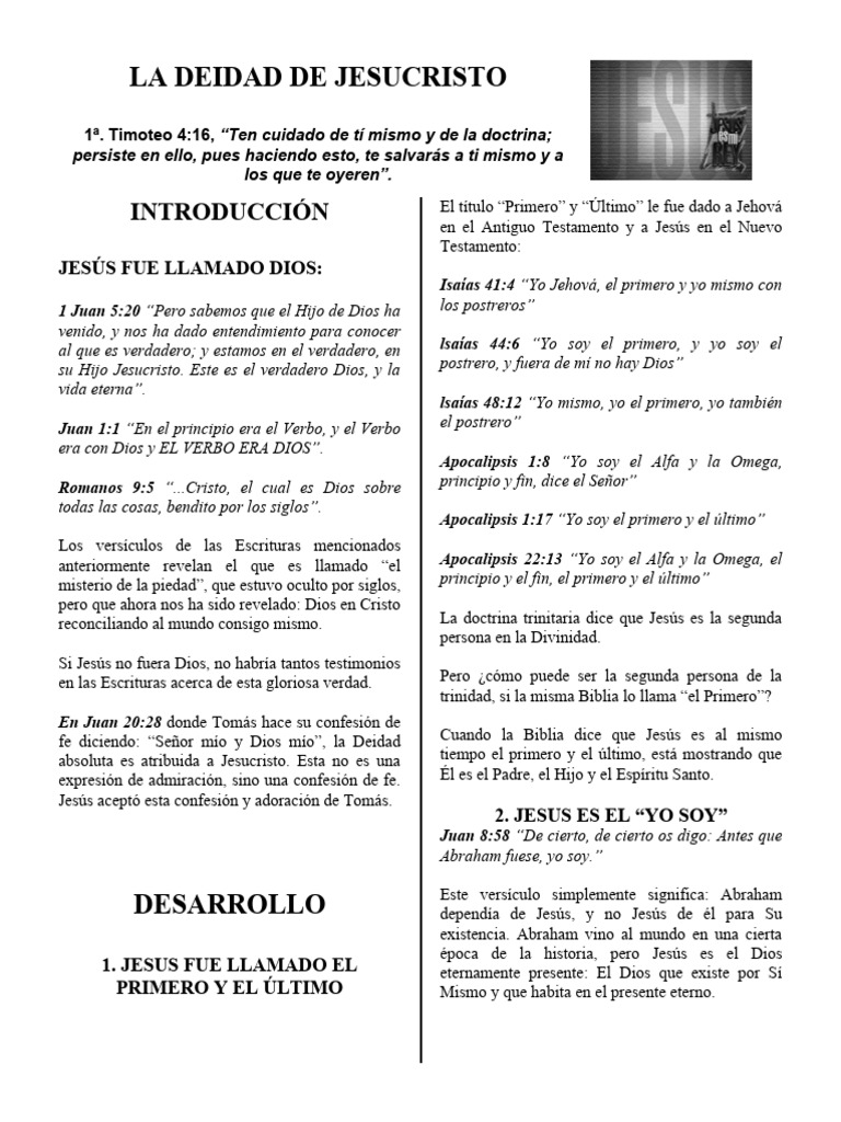 Lección - LA DEIDAD DE JESUCRISTO | PDF | Jesús | Dios