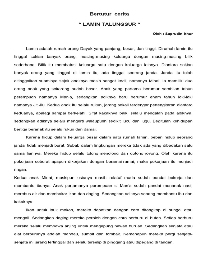 Bertutur Cerita LAMIN TALUNGSUR | PDF | Fiksi Misteri, Thriller, & Kejahatan