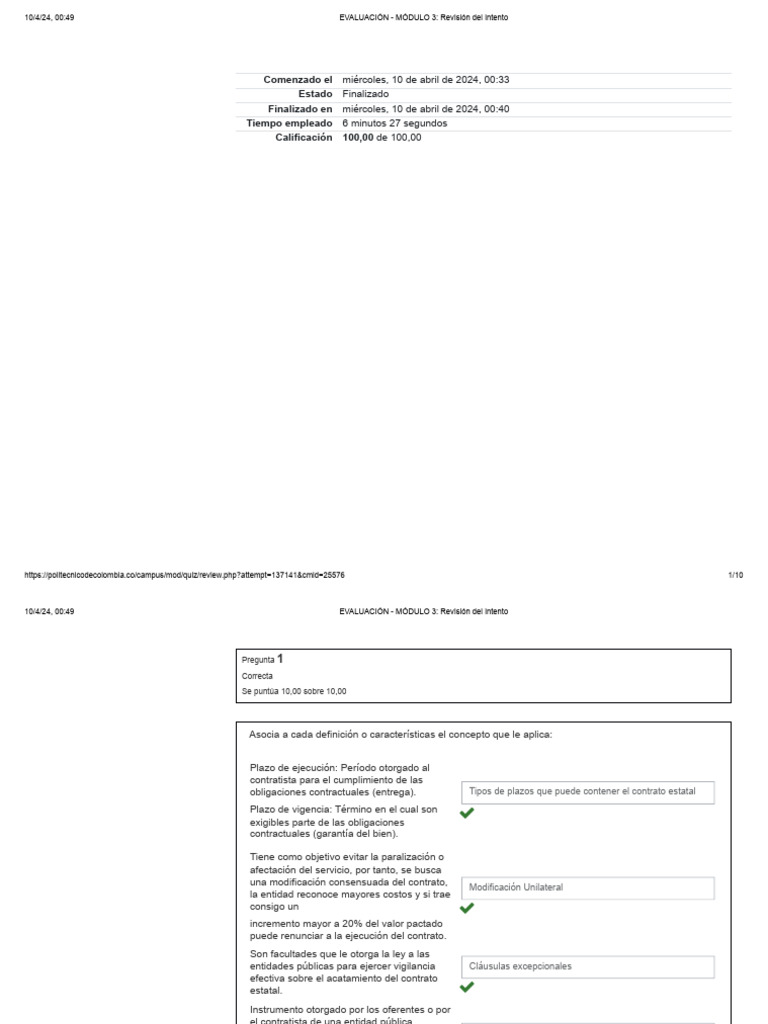 EVALUACIÓN - MÓDULO 3 - Revisión Del Intento | PDF | Póliza de seguros | Derecho privado