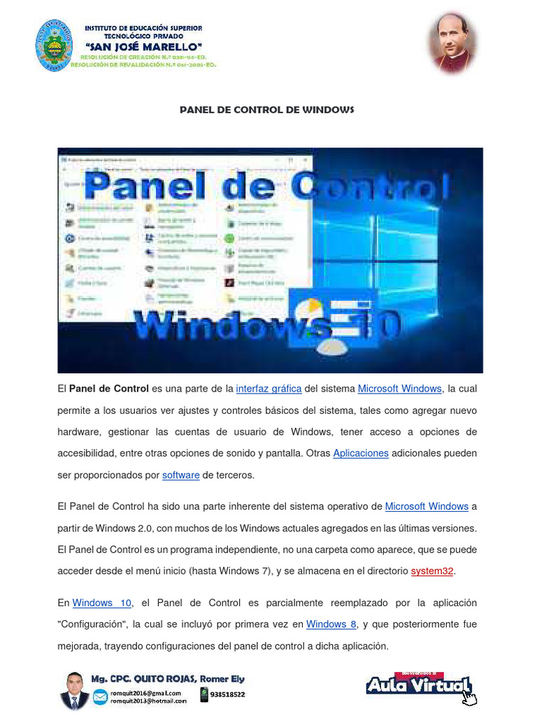 Informatica e Internet - Semana 05 - A - Ml01-Panel de Control | PDF | Microsoft Windows ...