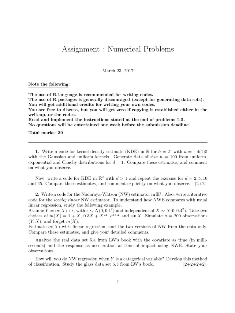 Numerical problems | PDF | Statistics | R (Programming Language)