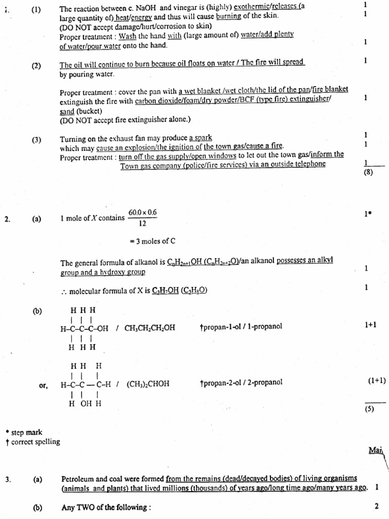 1996 Paper 1 Marking Scheme | PDF