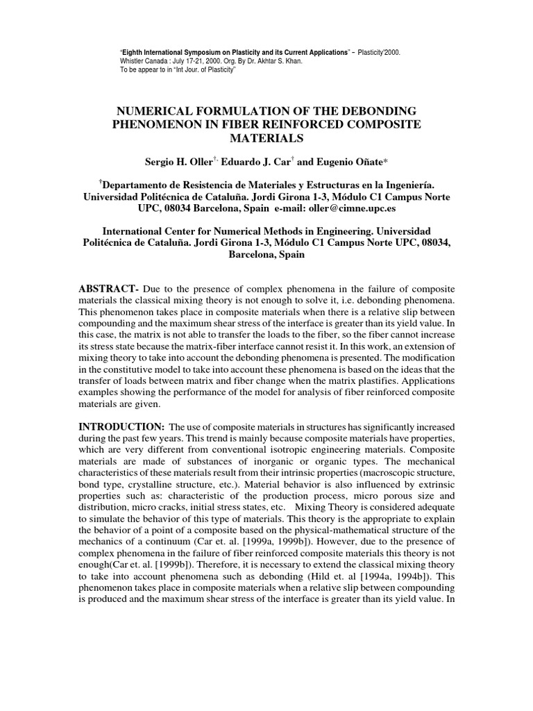 Debonding Phenomenon in Fiber Reinforced Composite Materials | PDF | Composite Material ...