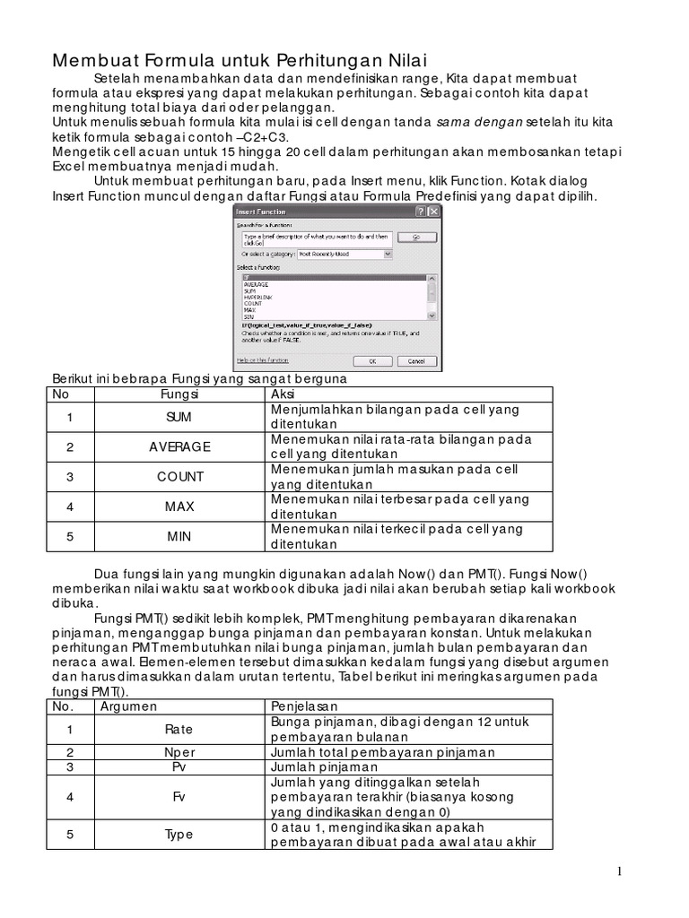Formula Excel untuk Perhitungan Nilai | PDF | Metode & Bahan Ajar