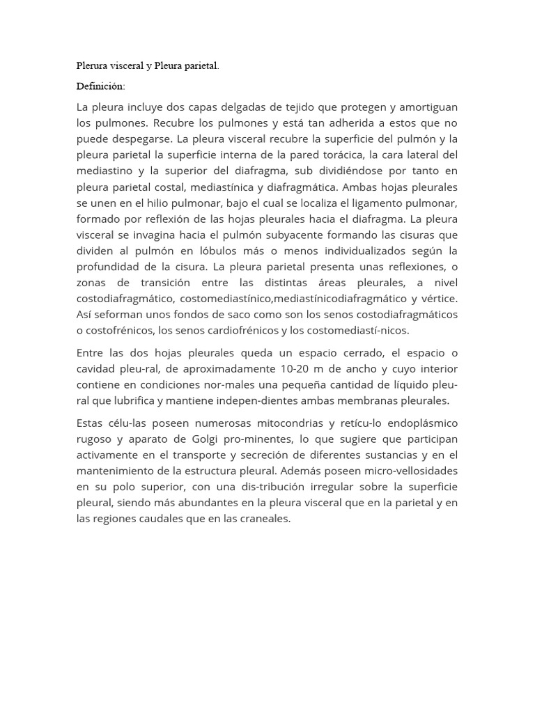 Anatomía de la Pleura Pulmonar | PDF