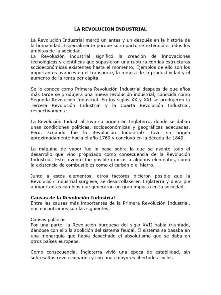 La Revolucion Industrial | PDF | Revolución industrial | Economias