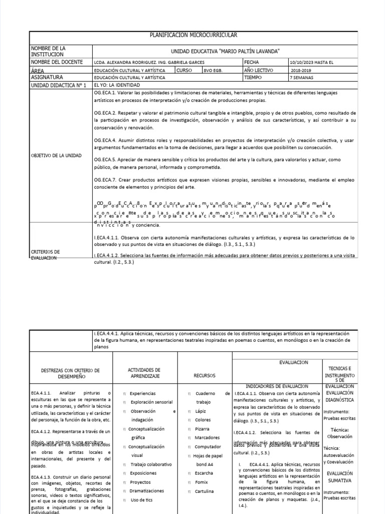 PDF Planificacion de Eca 8vo - Compress | PDF | Evaluación | Aprendizaje