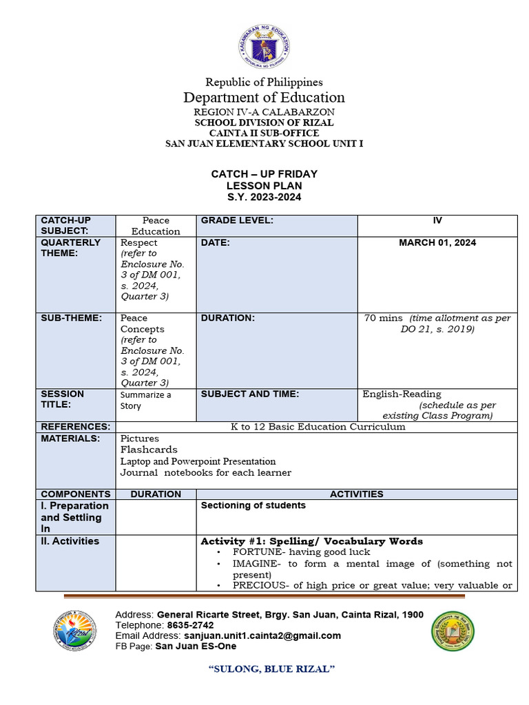Catch Up Friday - March1 | PDF | Learning | Cognition