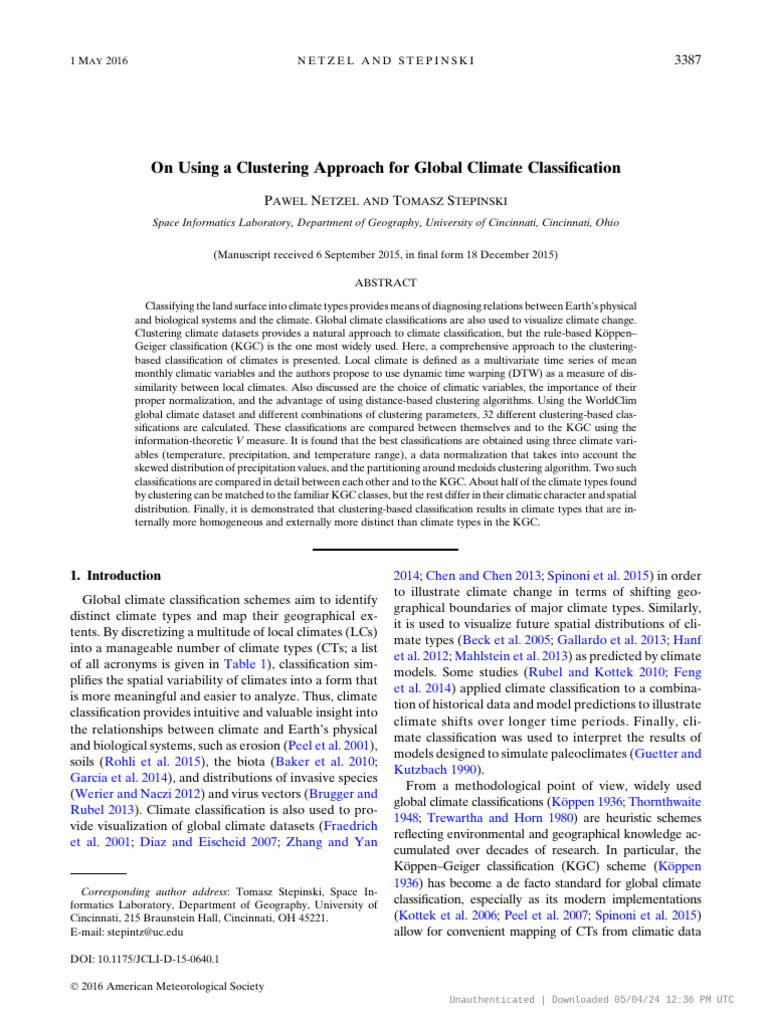 clim-jcli-d-15-0640.1 | PDF | Statistical Classification | Cluster Analysis
