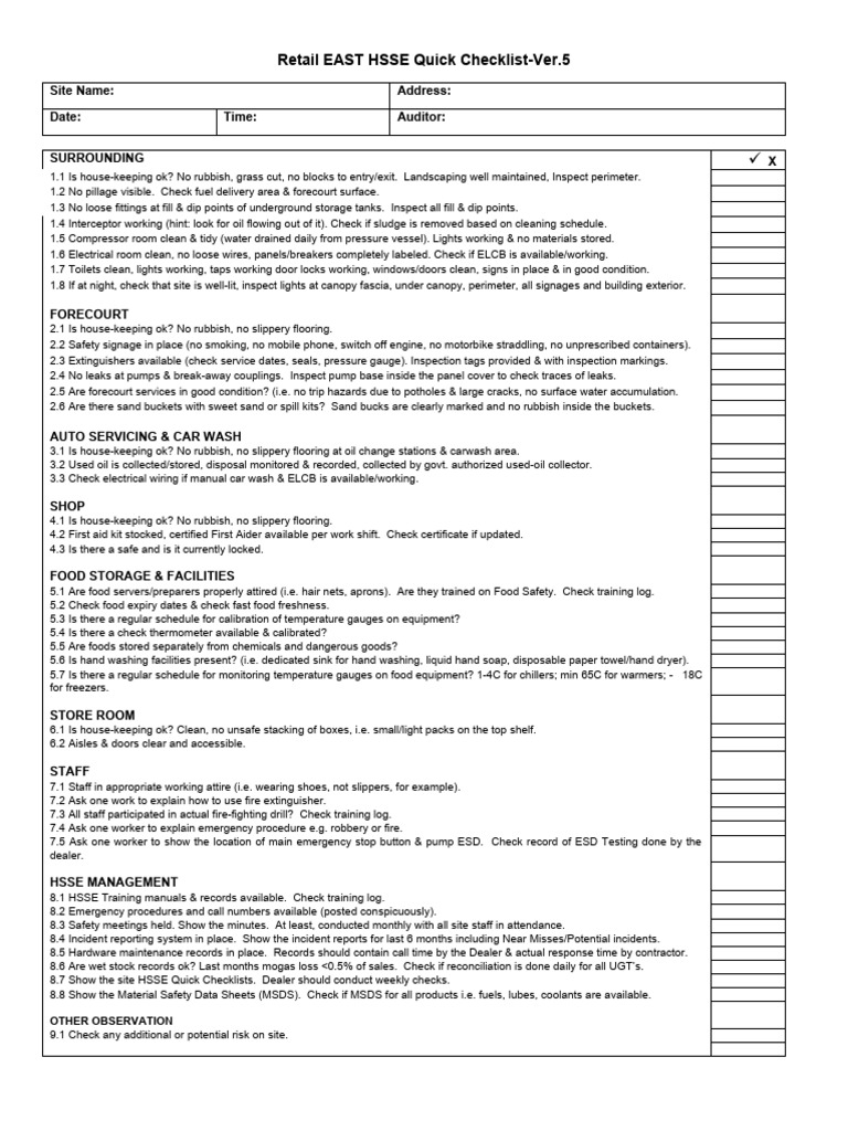 Retail Store Checklist in | Download Free PDF | Housekeeping | Filling ...