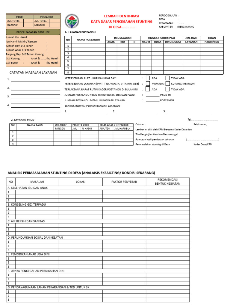 Format Kertas Kerja - Rembuk - Stunting Desa | PDF