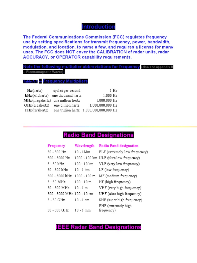 Frequency Bands | PDF | Hertz | Radio Spectrum